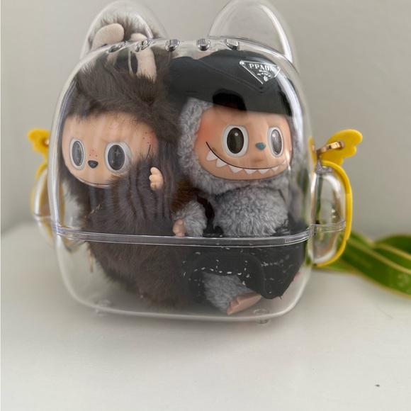 Toys | Labubu Bag And Tan Plushpets In Clear Carrier | Poshmark